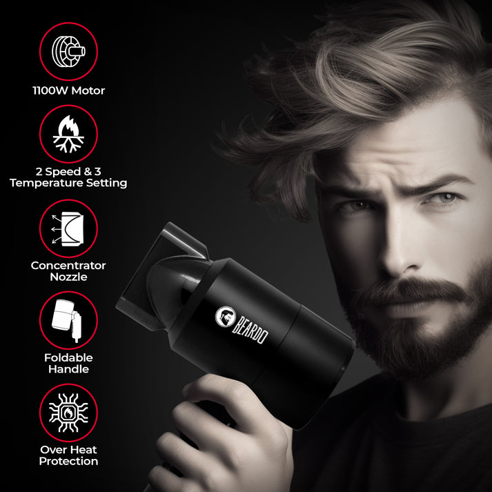 Beardo Styling Gun Ultra Compact Hair Dryer | Quick Drying – Beardo India