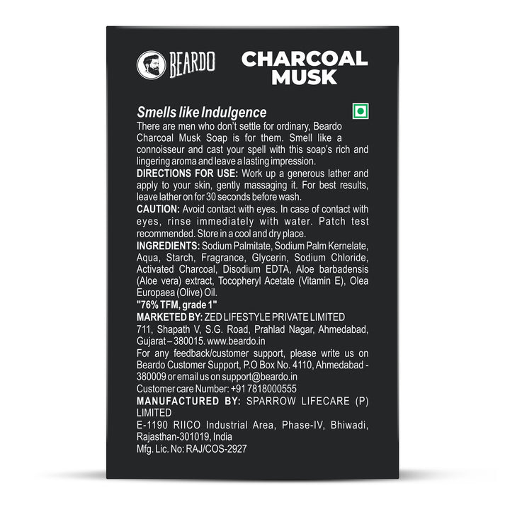 Beardo Charcoal Musk Soap Pack of 3 (Pack of 3) – Beardo India