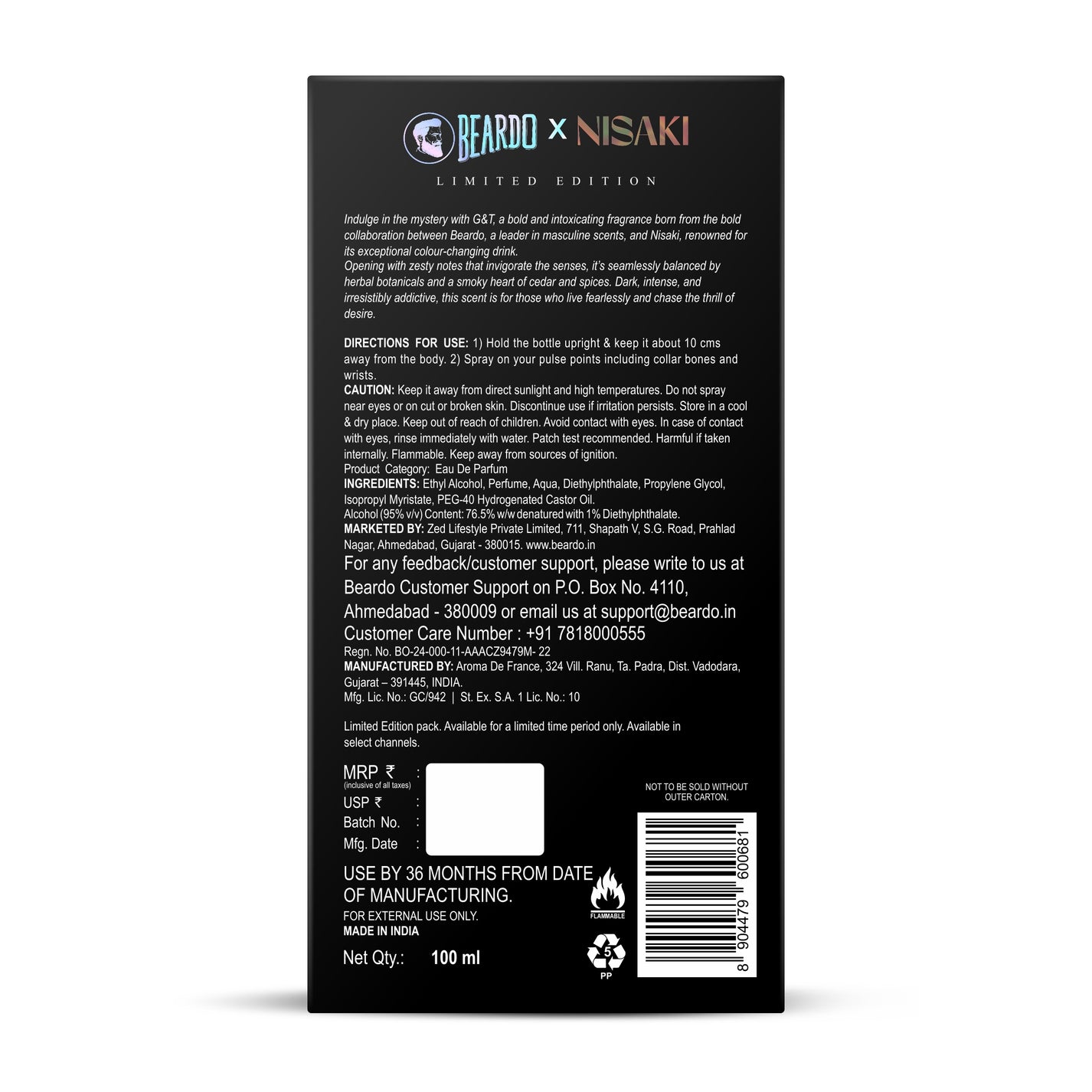 Beardo G&T Perfume EDP Intense (100ml) – Beardo India