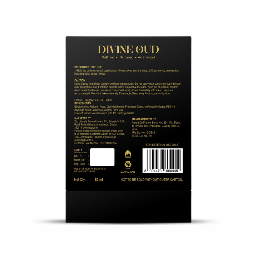 Beardo Divine Oud Perfume EDP (80ml) – Beardo India